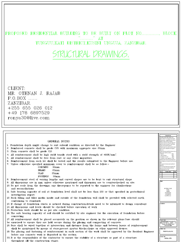 Mr. Othnan Juma Rajab, Structural Drawing | PDF | Foundation ...