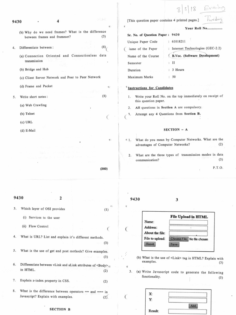 B. Voc. Software Development Internet Tec 96FCnVy | PDF | Computer Network | Html