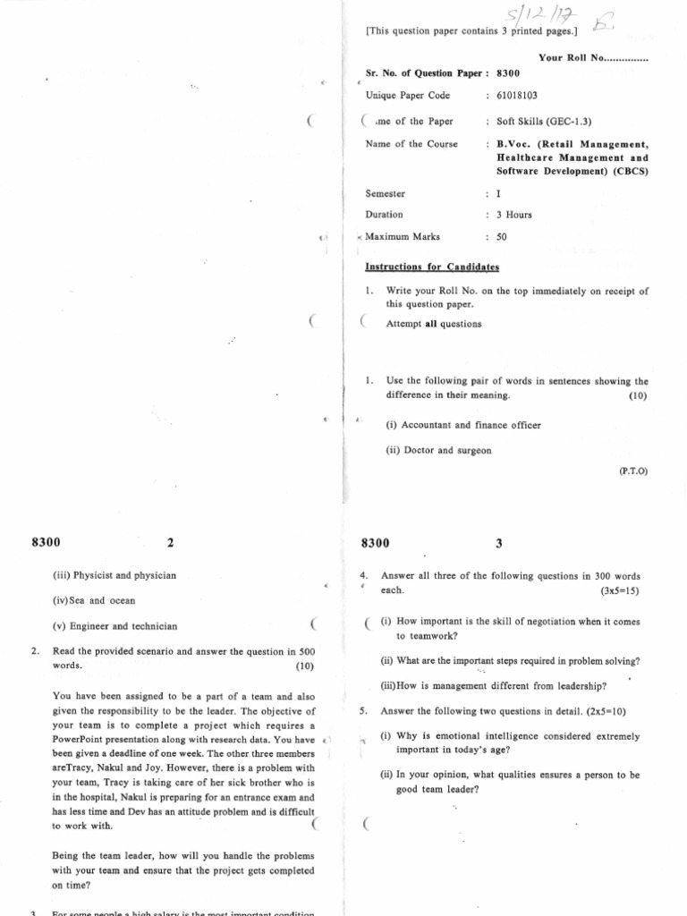 B. Voc. Retail Management Soft Skills GEC X61x7he | PDF | Cognition