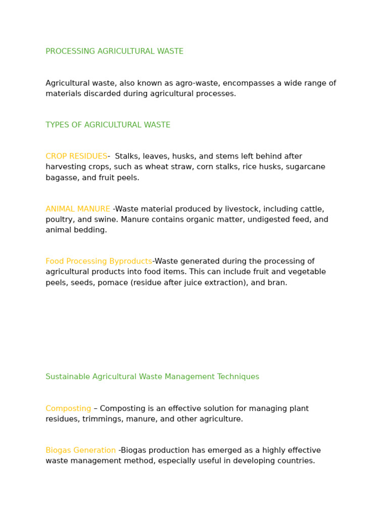 Agricultural Waste Management Techniques | PDF
