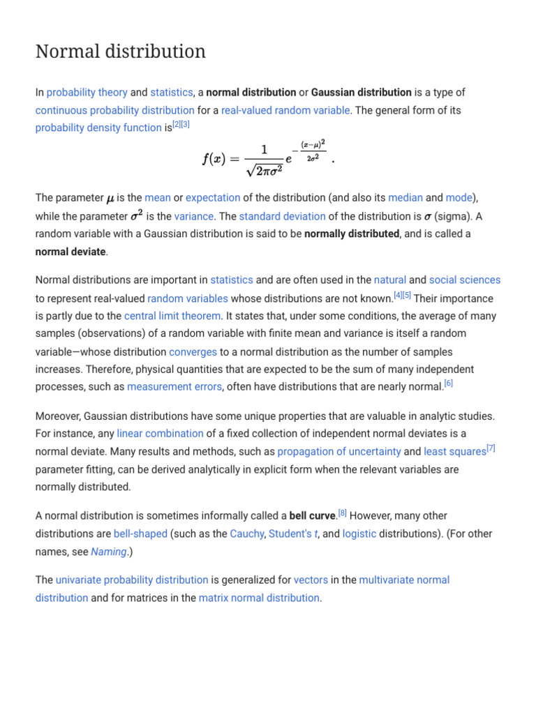 Normal distribution - WikipediaTheory of estimation | PDF | Normal Distribution | Estimator