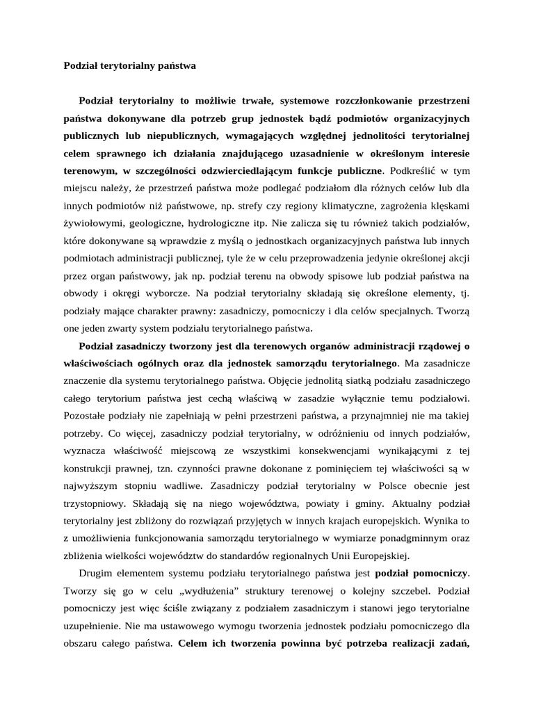 Podział Terytorialny Państwa | PDF