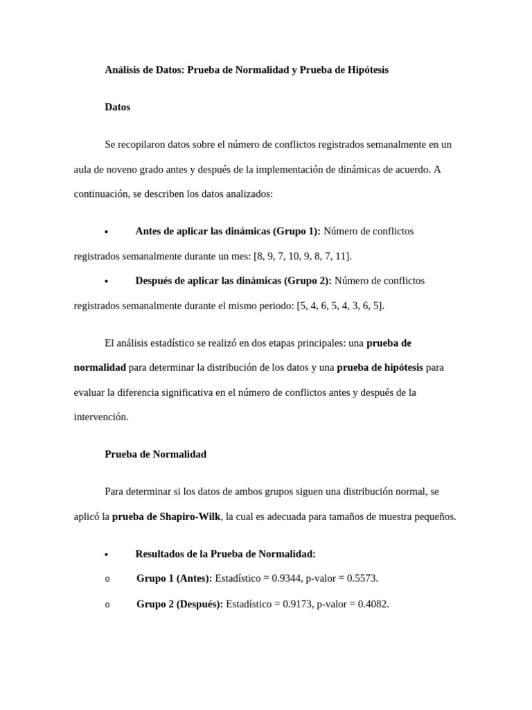 Analisis de Datos Prueba de Normalidad y Prueba de Hipótesis | PDF ...