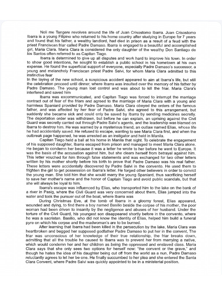 Noli and El Fili Summary | PDF