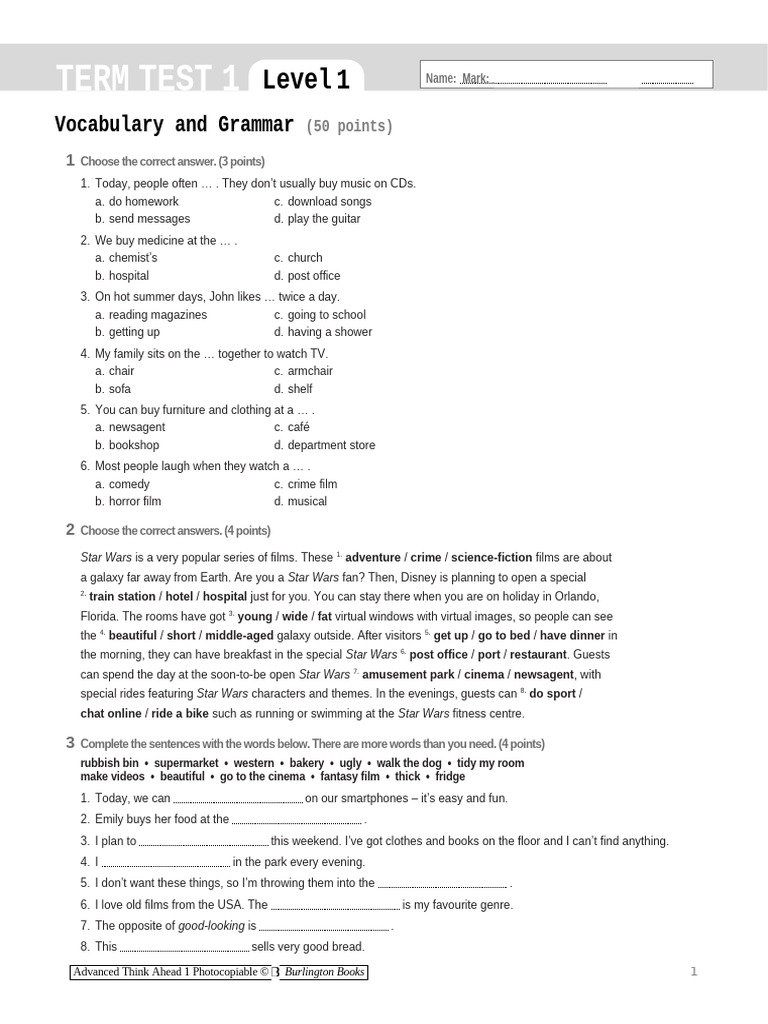 01AdvancedThinkAhead1 Term1 TL1 | PDF