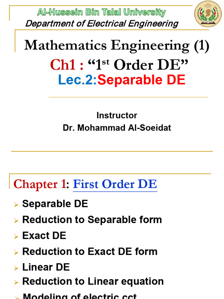 Ch1 Lec2 Separable Equations Pdf Mathematical Analysis