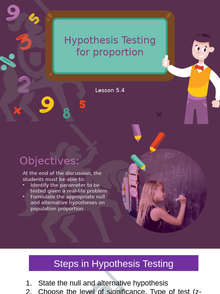 5.4 Hypothesis Testing for Proportion | PDF | Null Hypothesis | Hypothesis