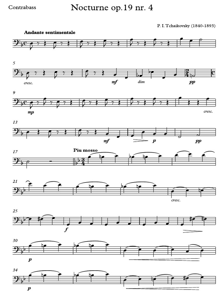 Nocturne Tchaikovsky Bass (No Cello) | PDF