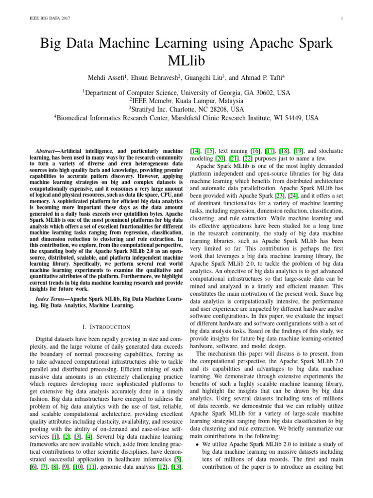 Big Data Machine Learning Using Apache S | PDF | Apache Spark | Big Data