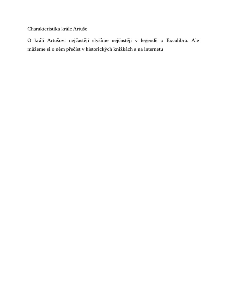 Charakteristika Krále Artuše | PDF