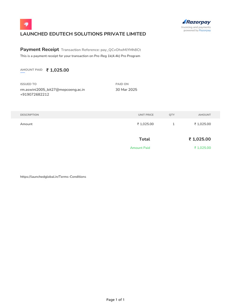 Edutech Solutions Payment Receipt | PDF