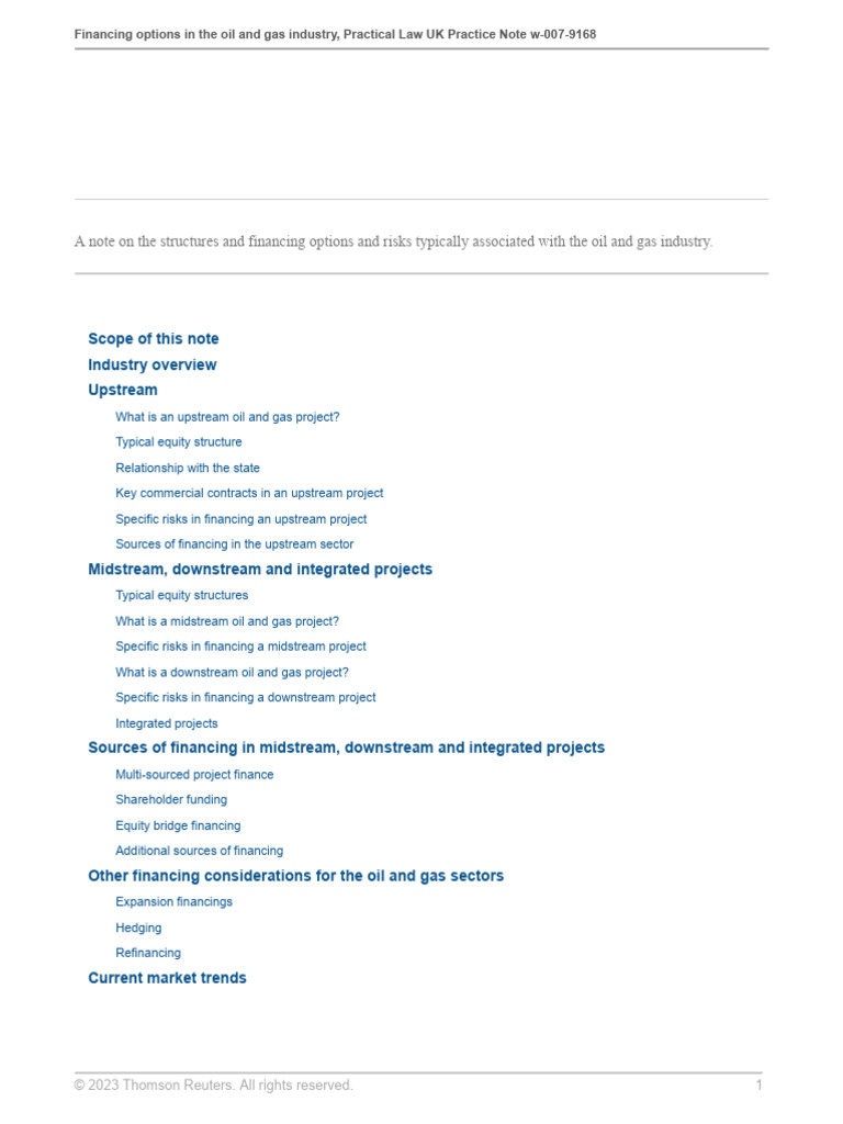 Oil and Gas Financing Options Overview | PDF | Natural Gas | Project ...