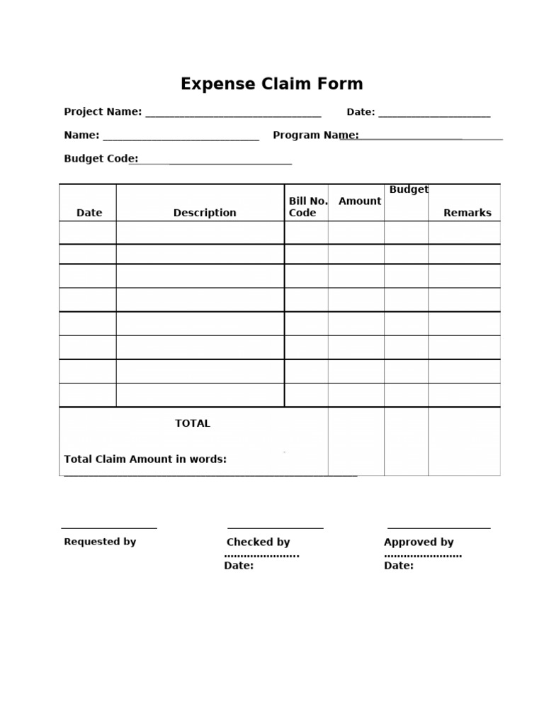 Expenses Claim Form | PDF