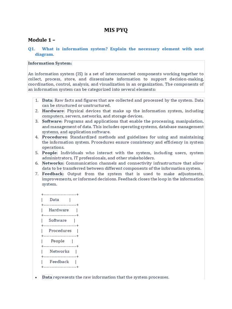 MIS PYQ | PDF | Data Warehouse | Big Data