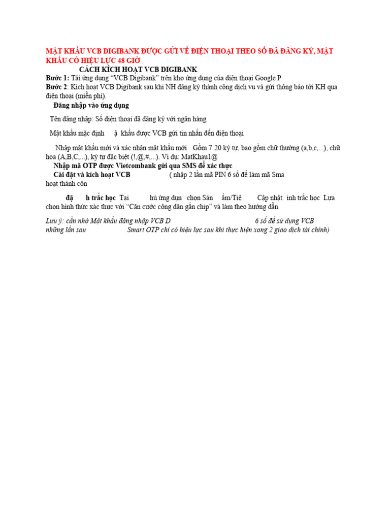 2.cách Kích Ho T VCB Digibank | PDF