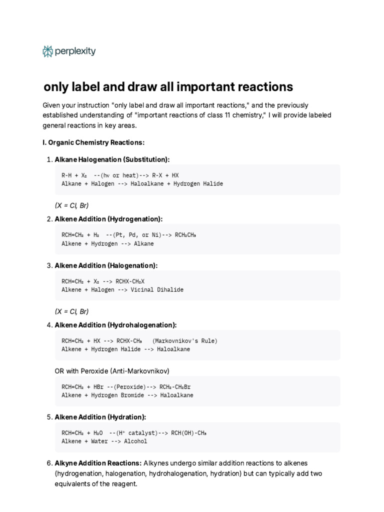 Only Label and Draw All Important Reactions | PDF