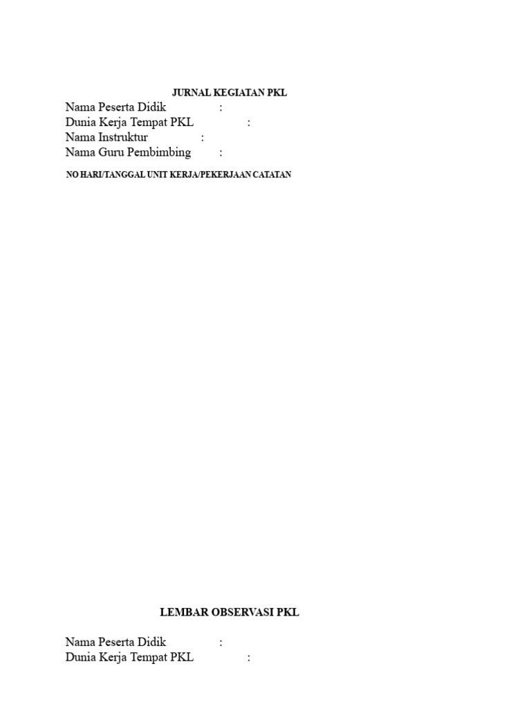 Administrasi Miliing Nilai PKL Lengkap Pix | PDF