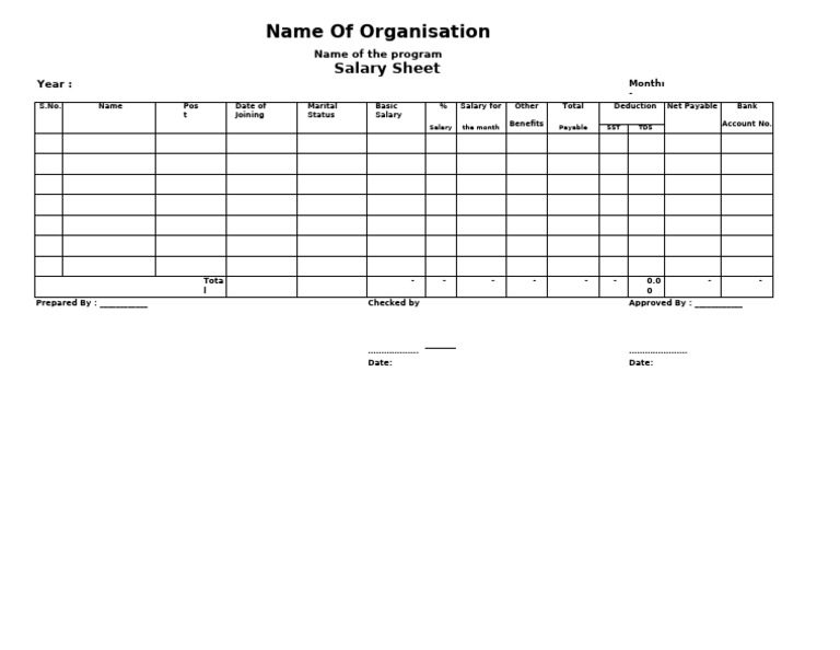 12 Sample of Salary Sheet | PDF