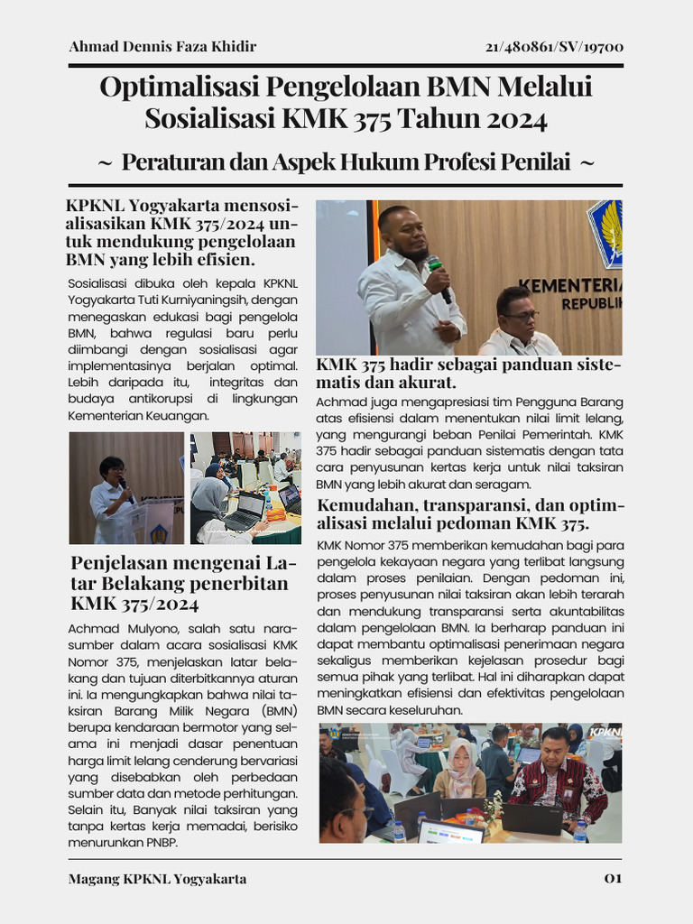 Artikel Magang Skema MBKM (Optimalisasi Pengelolaan BMN Melalui Sosialisasi KMK 375 Tahun 2024 ...