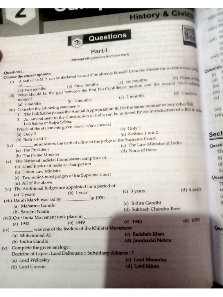 ICSE Class 10th Important Sample Paper For Board History Civics | PDF