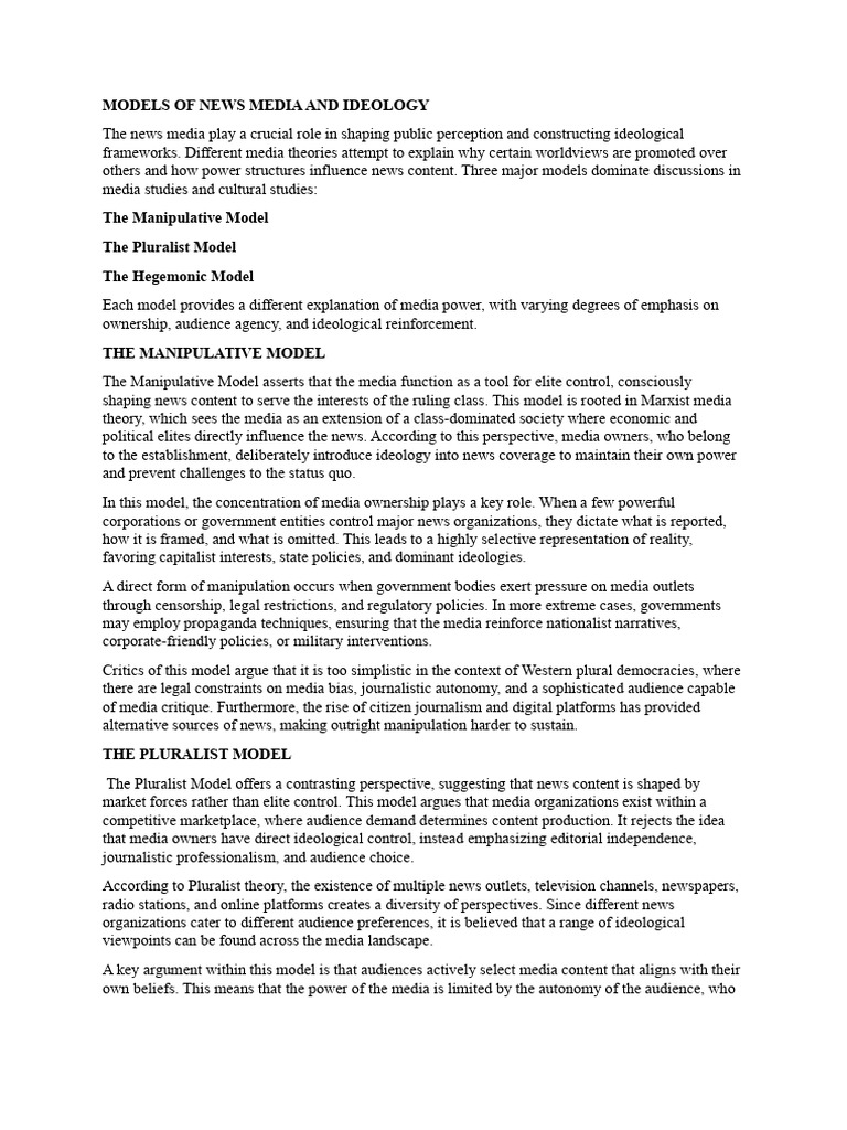 News Media Models and Ideological Influence | PDF | News | Journalism