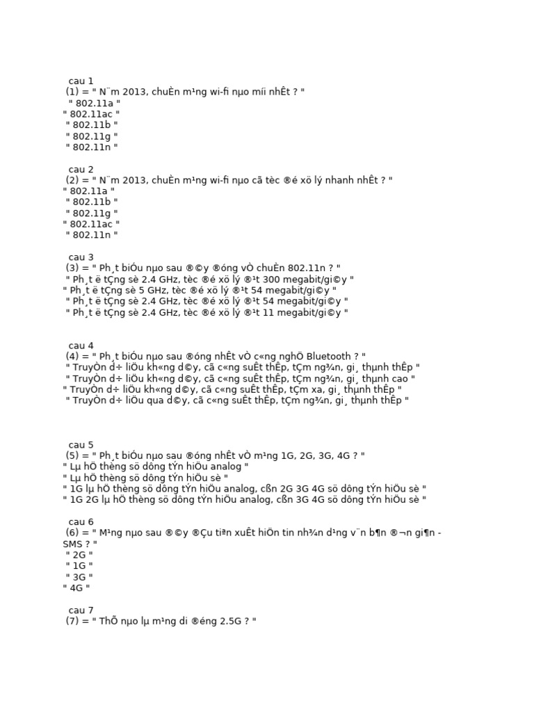 Bai Tap Trac Nghiem DTDD | PDF