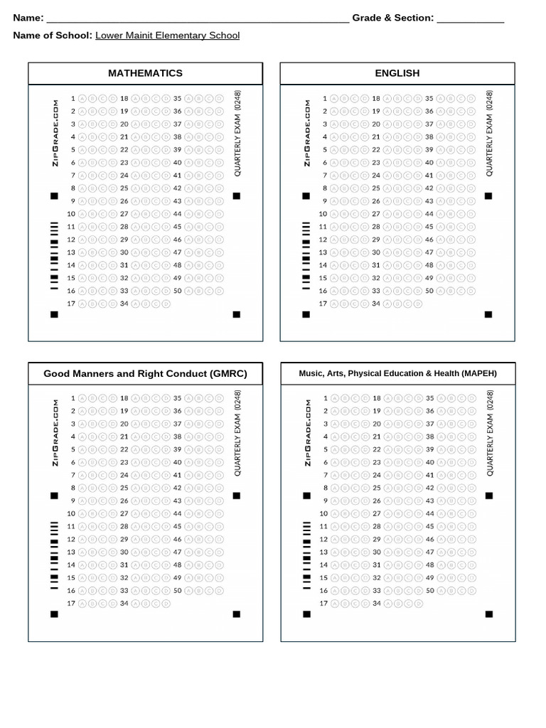 Grade 4-6 Answer Sheet | PDF