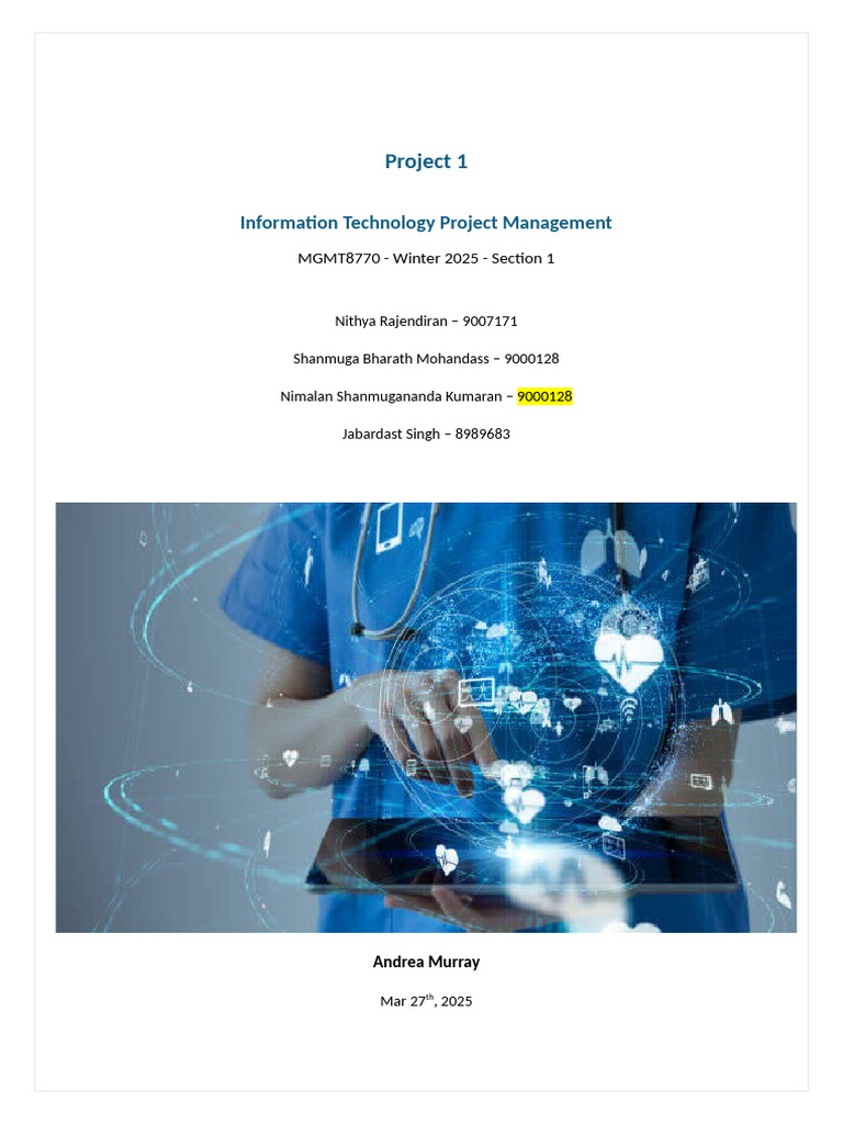 MGMT8770 Project1 Group7 | PDF | Electronic Health Record | Internet Of Things