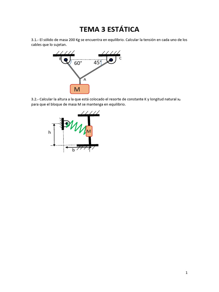Tema 3 Ejercicios Estática | PDF | Ingeniería mecánica | Cantidades fisicas