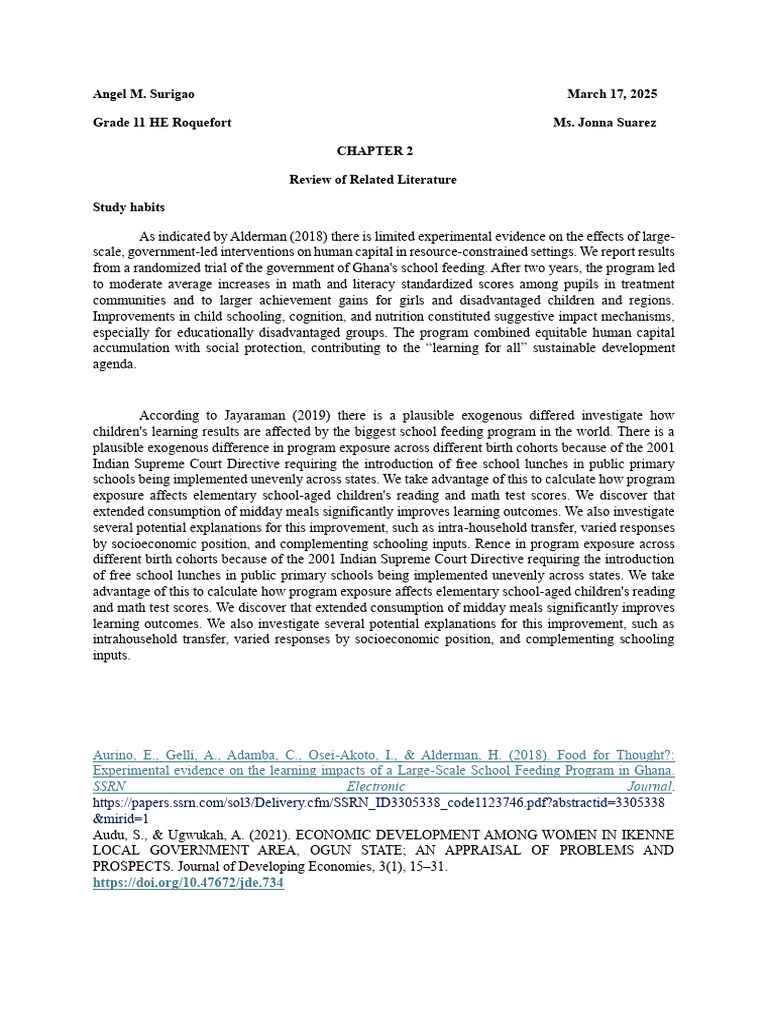 Impact of School Feeding Programs on Learning | PDF | School Meal