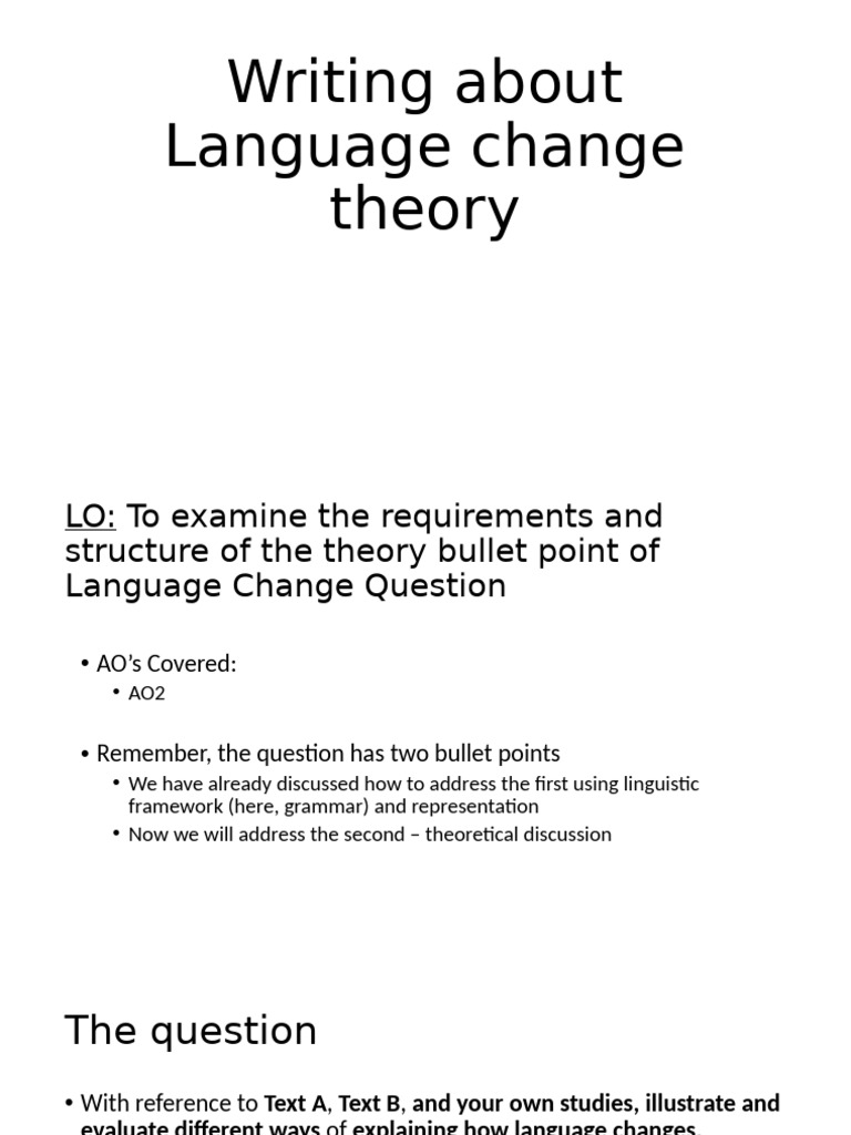Language Change Theory Overall | PDF | Word | Part Of Speech