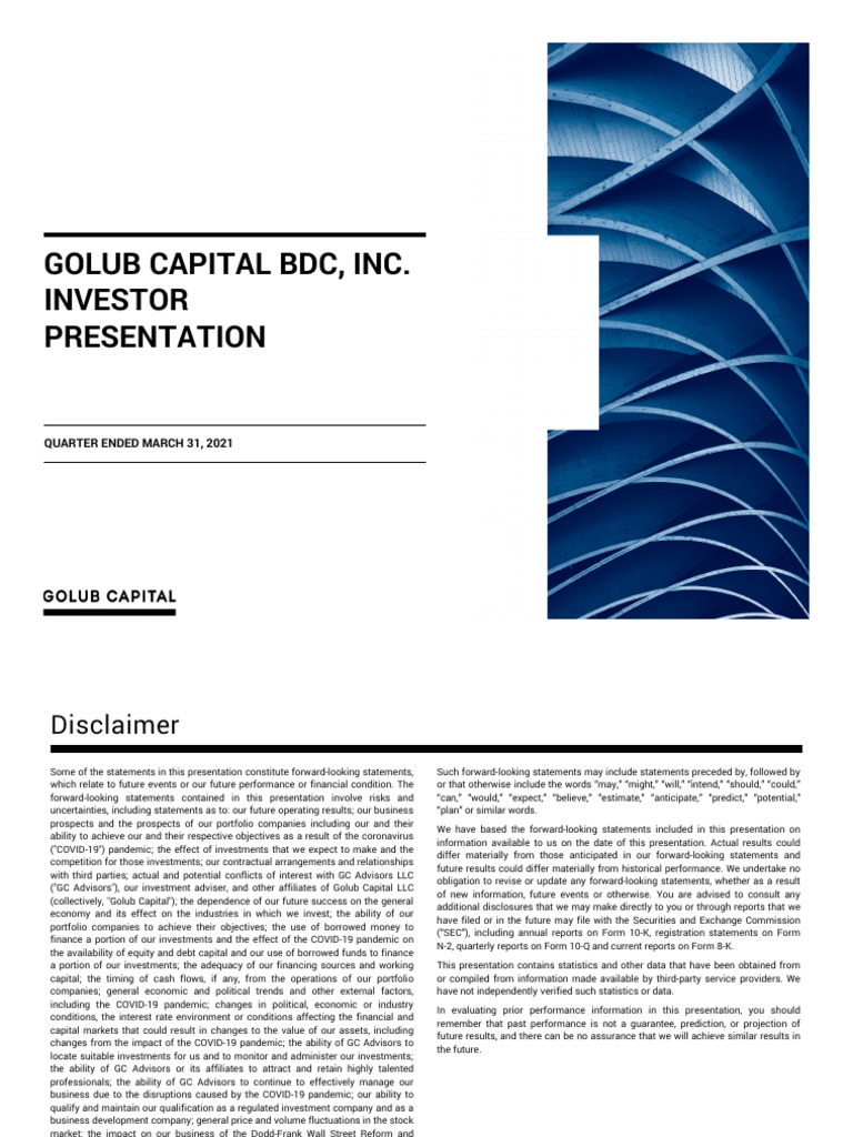 GBDC FY2021 Q2 Investor Presentation | PDF | Investing | Corporations