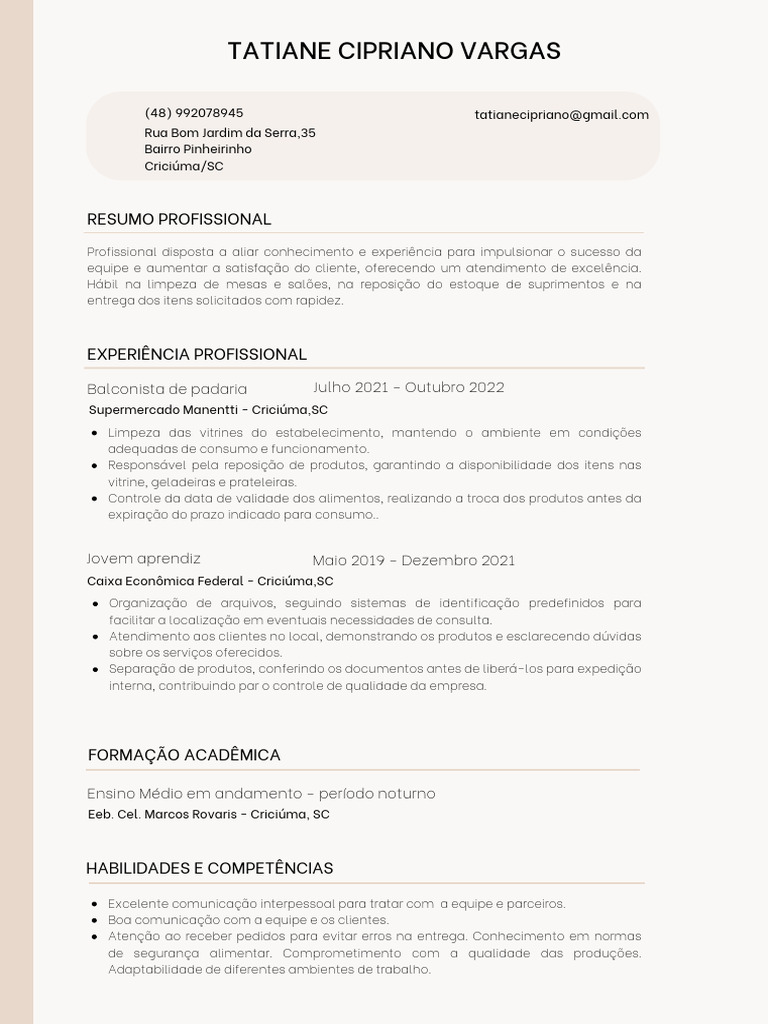 Currículo Tatiane | PDF