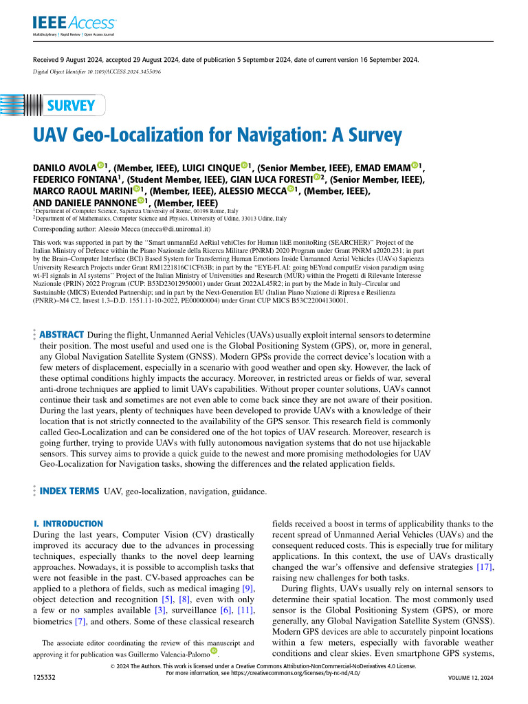 UAV Geo-Localization for Navigation a Survey | PDF | Unmanned Aerial Vehicle | Navigation