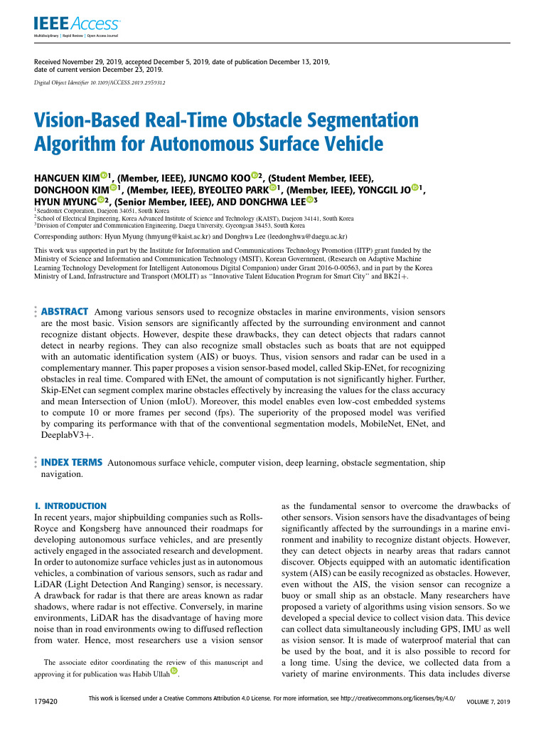 Vision-Based Real-Time Obstacle Segmentation Algorithm For Autonomous Surface Vehicle | PDF ...