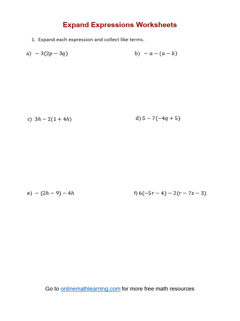 Distributive Property Expression Worksheet3 | PDF