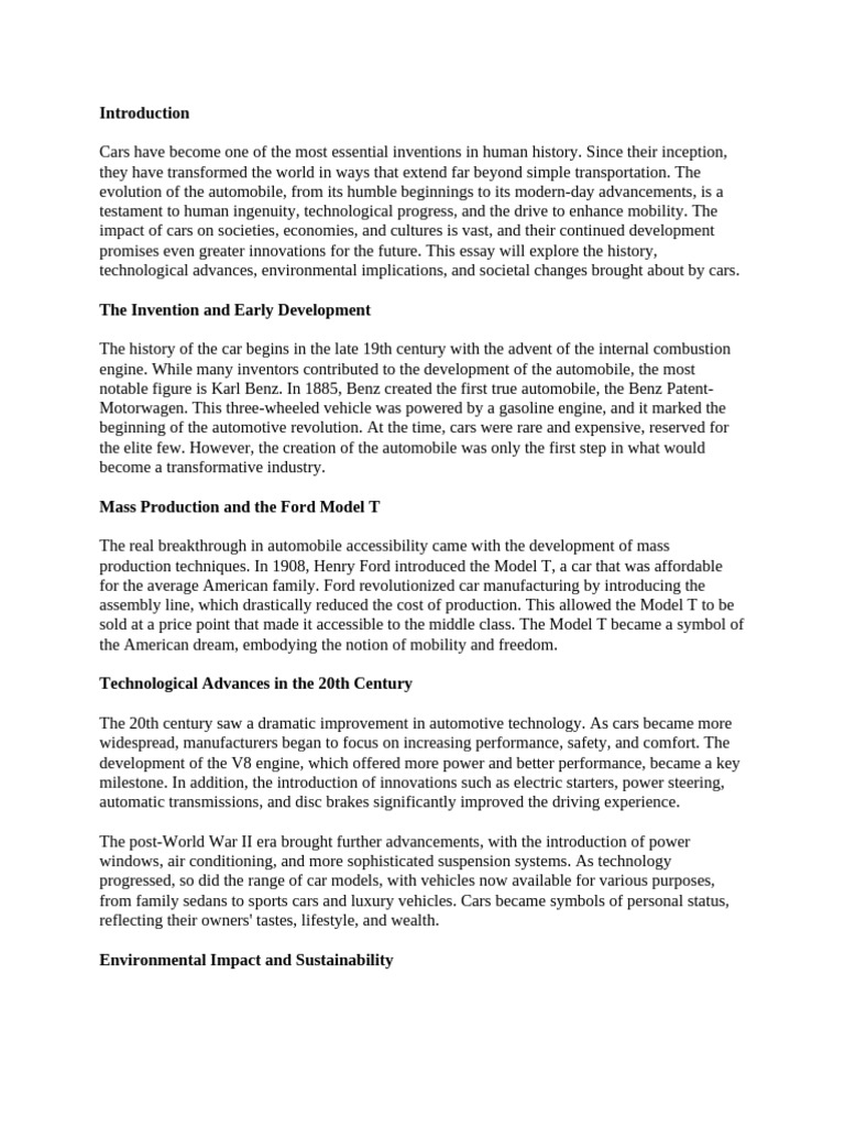 Evolution and Impact of Automobiles | PDF | Car | Electric Car