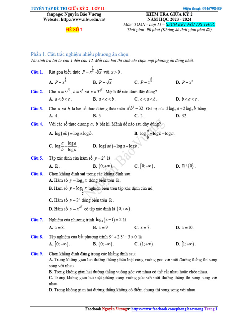 ĐỀ 7 - GK2 - KNTT 11 | PDF