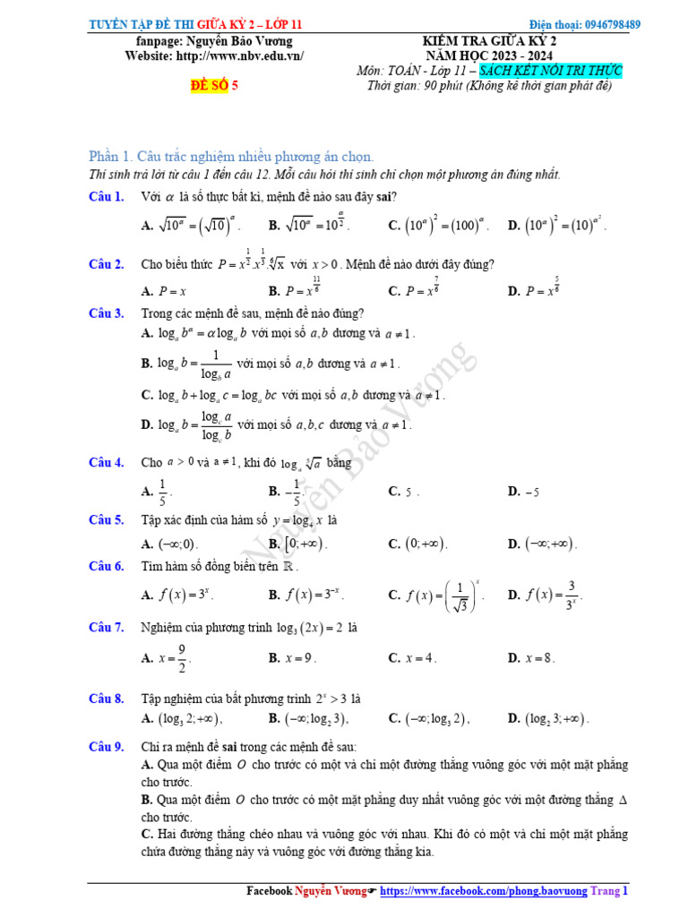 ĐỀ 5 - GK2 - KNTT 11 | PDF