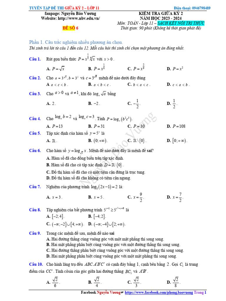 ĐỀ 6 - GK2 - KNTT 11 | PDF