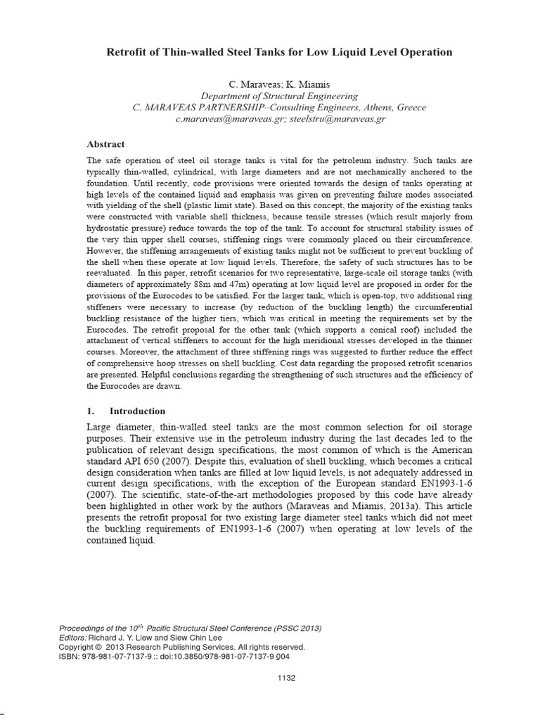 Retrofit of Thin Walled Steel Tanks For | PDF | Buckling | Finite ...