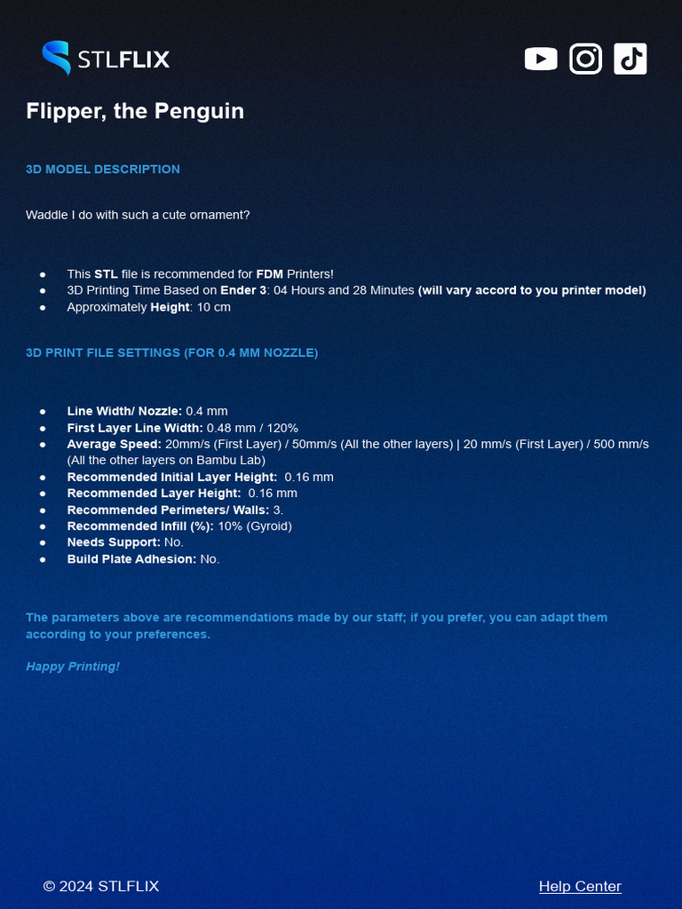 Flipper the Penguin 3D Model STL Guide | PDF