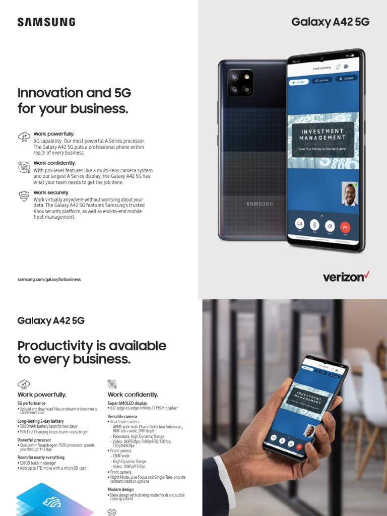 Galaxy A42 5G Series Datasheet Verizon | PDF | Information Appliances ...