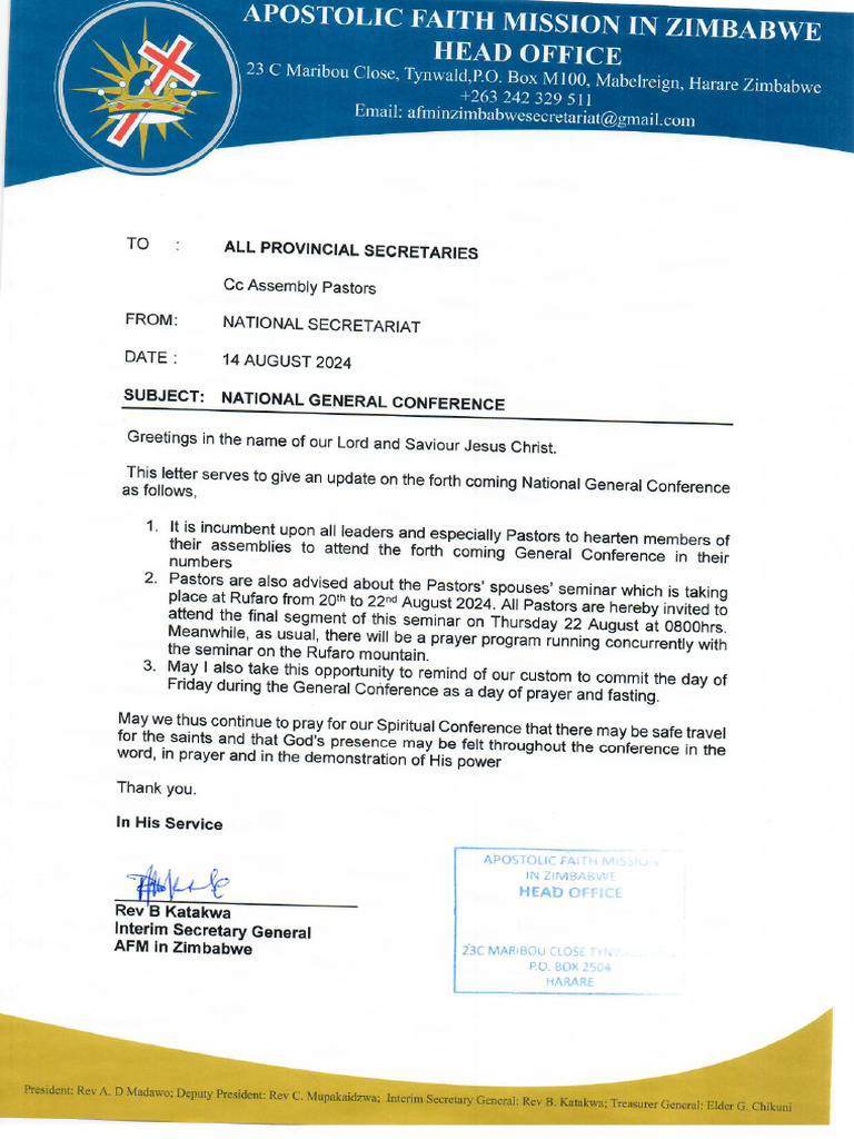 General National Conference 2024 Update | PDF