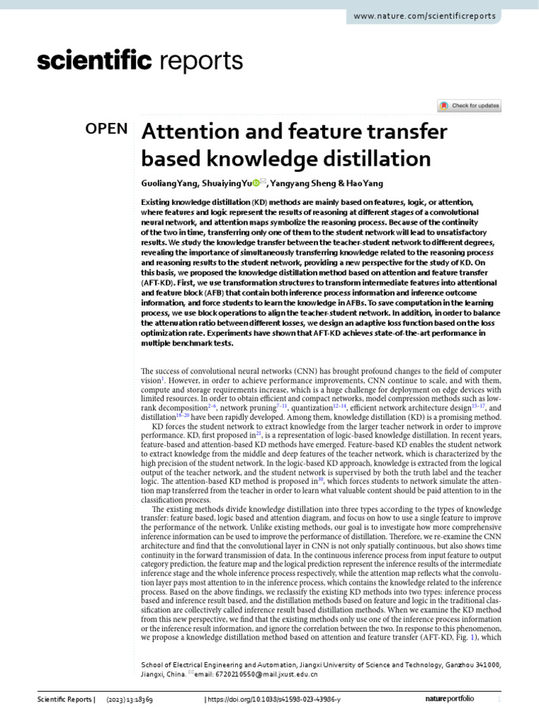 Attention Feature Based Distillation | PDF | Learning | Machine Learning