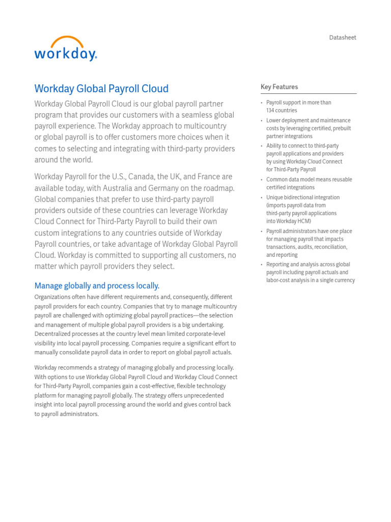 Payroll - Datasheet-Workday-Global-Payroll-Cloud-Us | PDF | Cloud Computing | Payroll