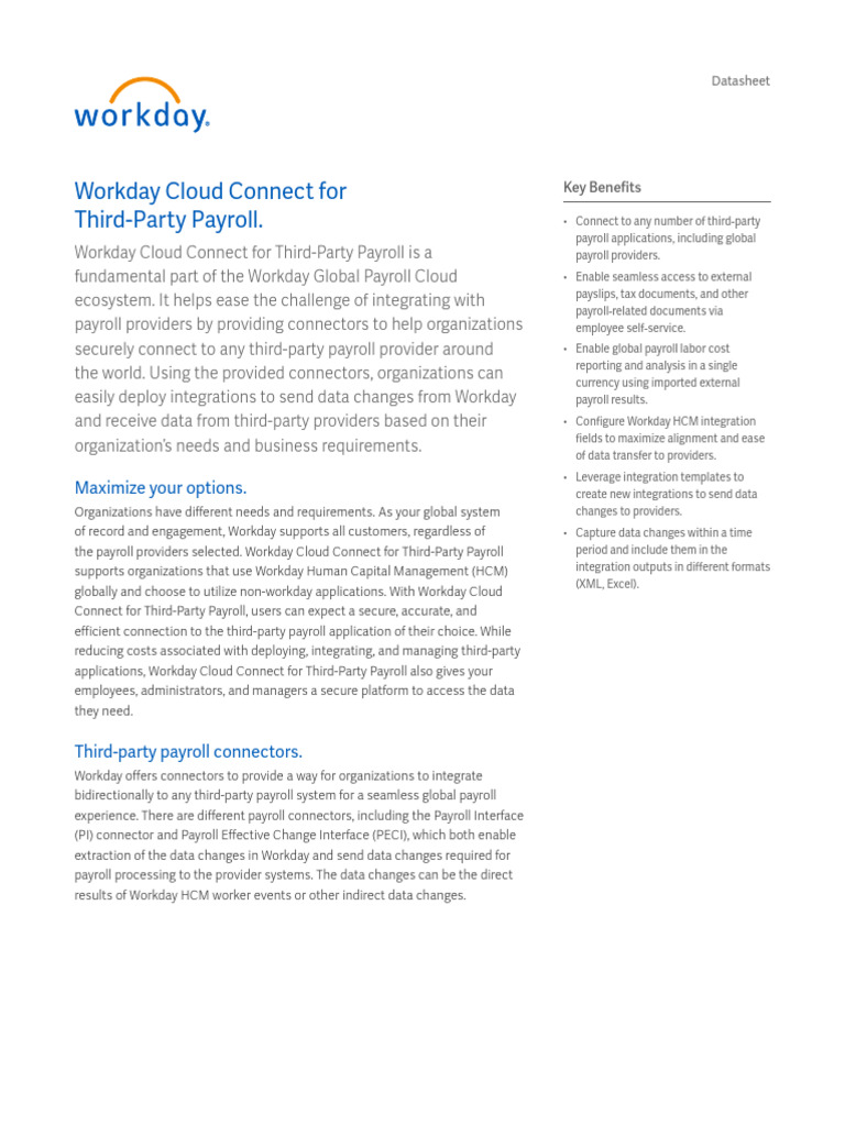 Payroll - Datasheet-Workday-Cloud-Connect-Third-Party-Payroll | PDF | Payroll | Cloud Computing