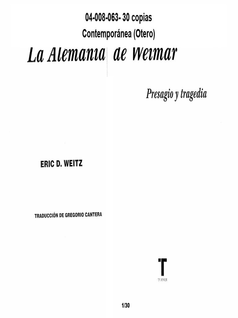 WEITZ - La Alemania de Weimar Pp. 101-154 | PDF
