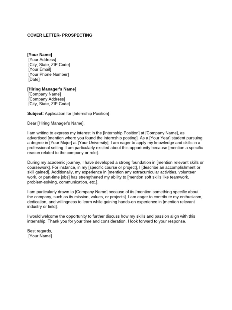 Cover Letter Prospecting | PDF | Internship | Job Hunting