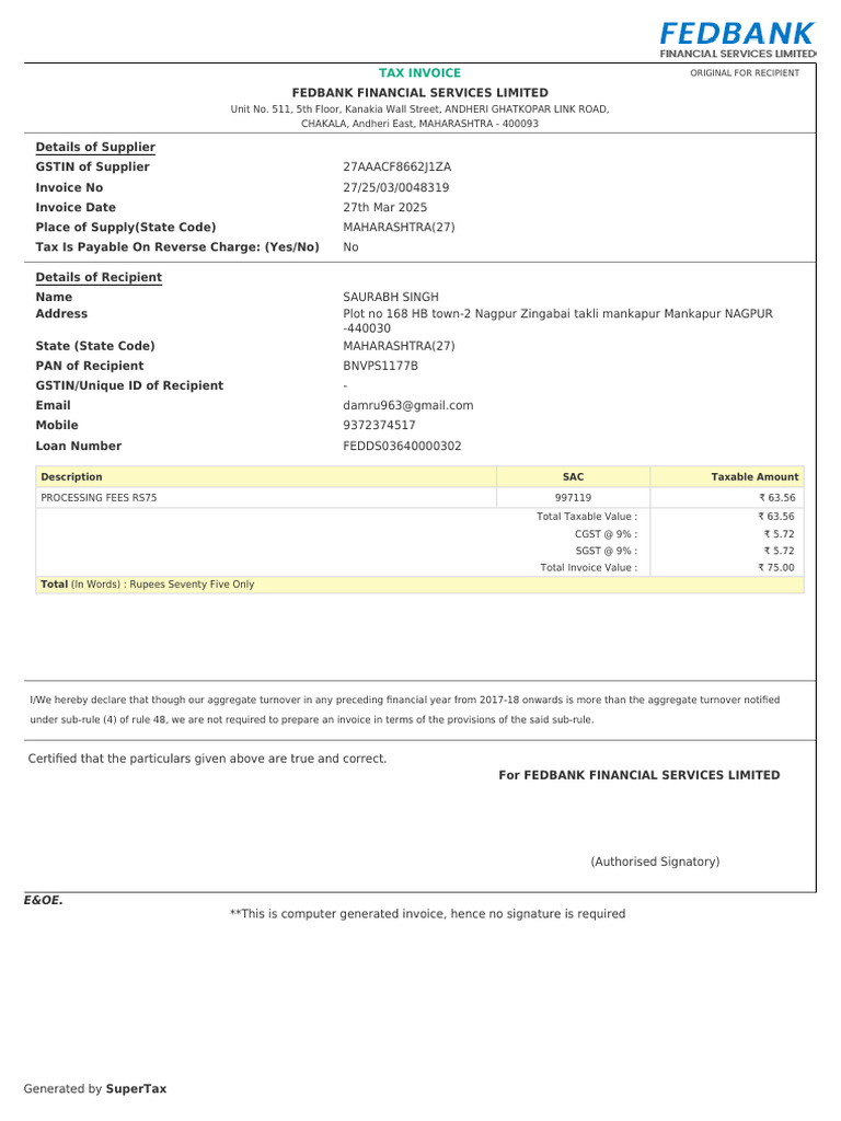 Invoice_27_25_03_0048319 | PDF | Public Finance | Payments